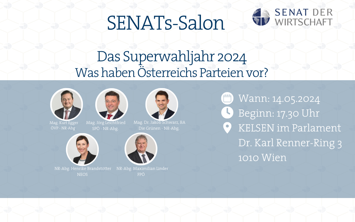 SENATs-Salon: Das Superwahljahr 2024 - Senat der Wirtschaft
